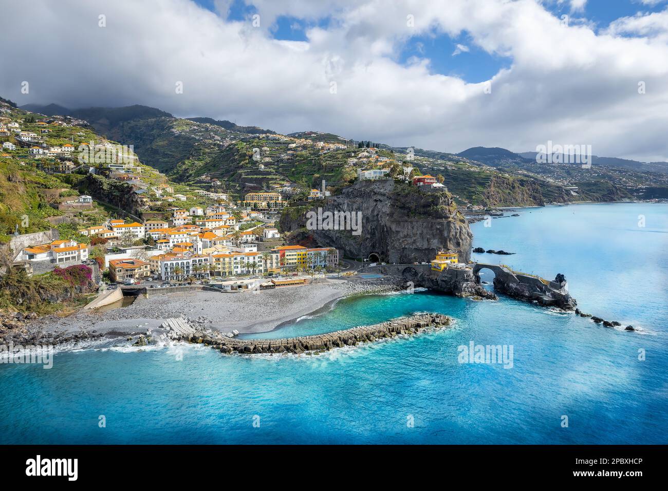 Landscape with Ponta do Sol, little village at Madeira island, Portugal ...