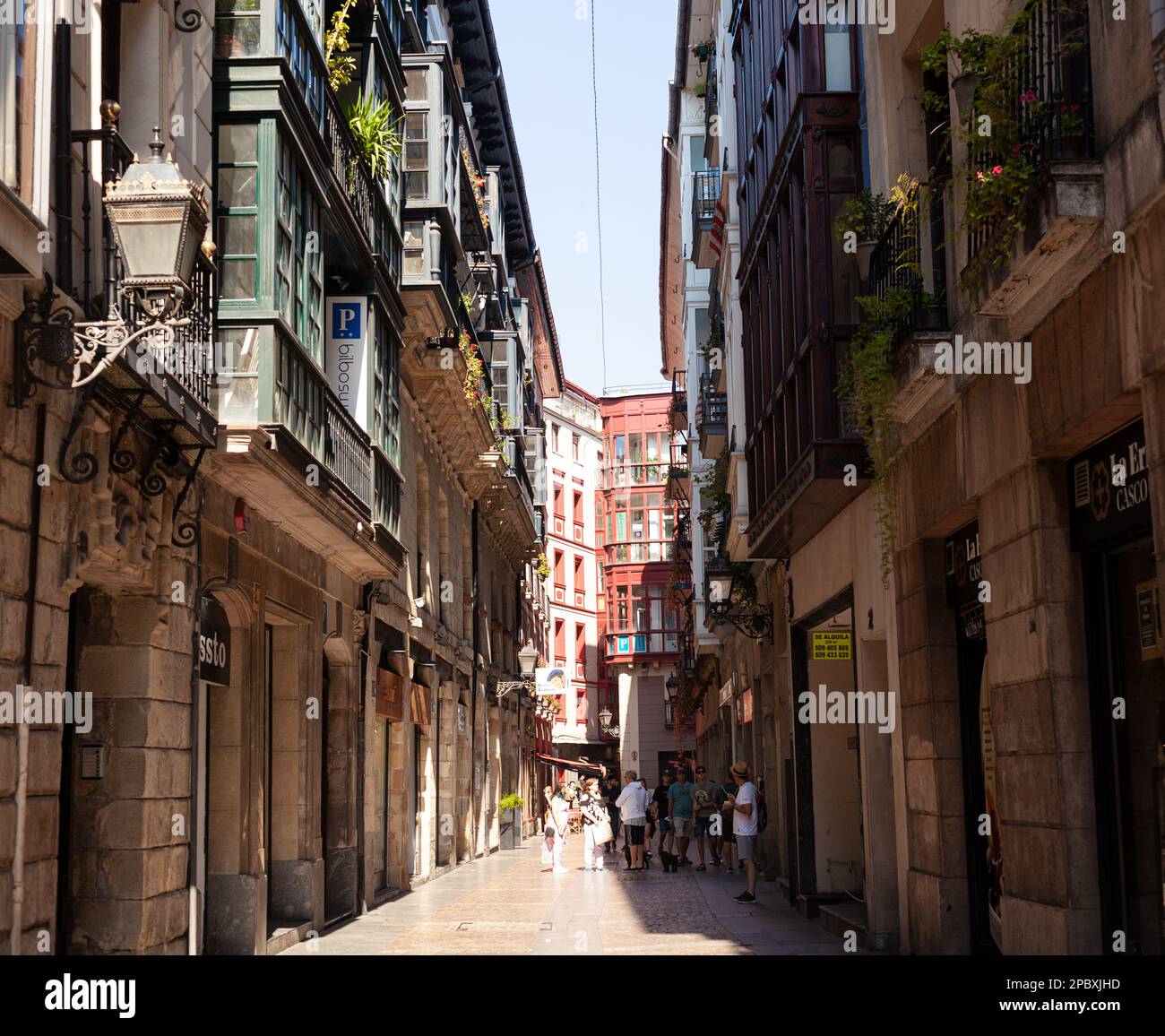 Bilbao, Spain - August 02, 2022: View of the Houses in the old town ...