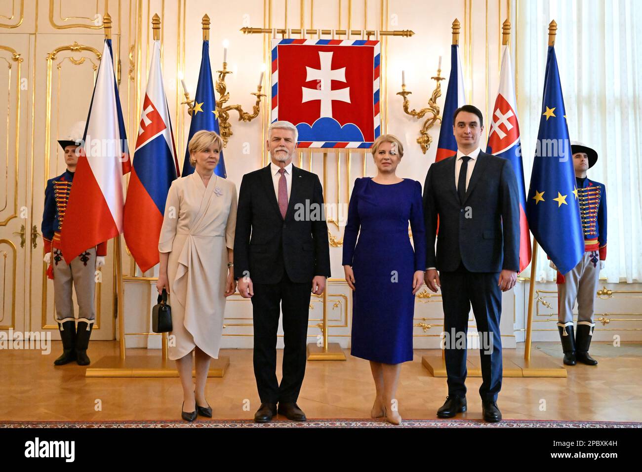 Bratislava, Slovakia. 13th Mar, 2023. Centre left Czech President Petr ...