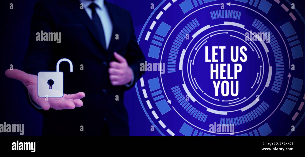 Writing displaying text Let Us Help You. Business overview Offering a ...