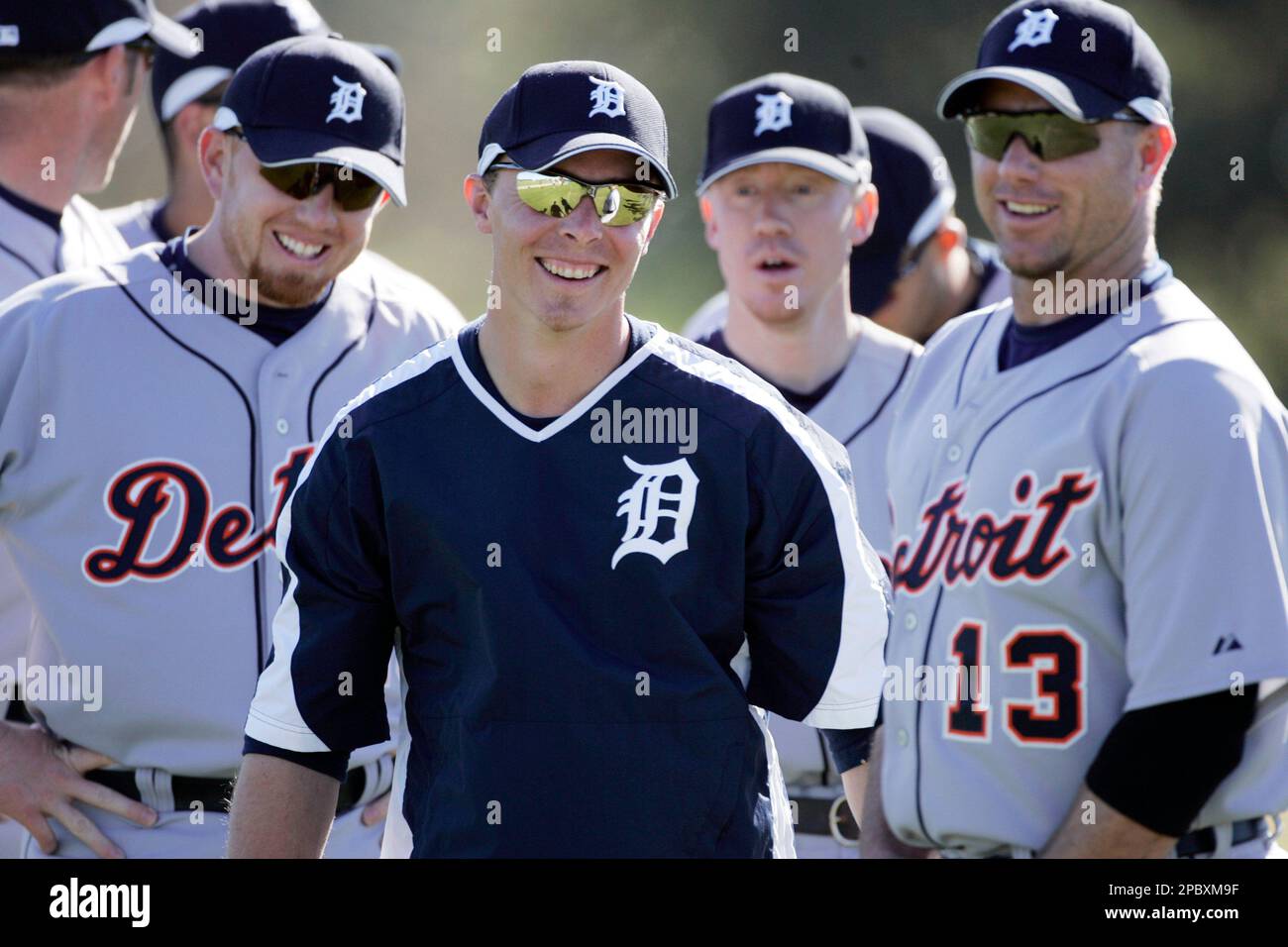 Detroit Tigers third baseman Brandon Inge, second from left, and ...