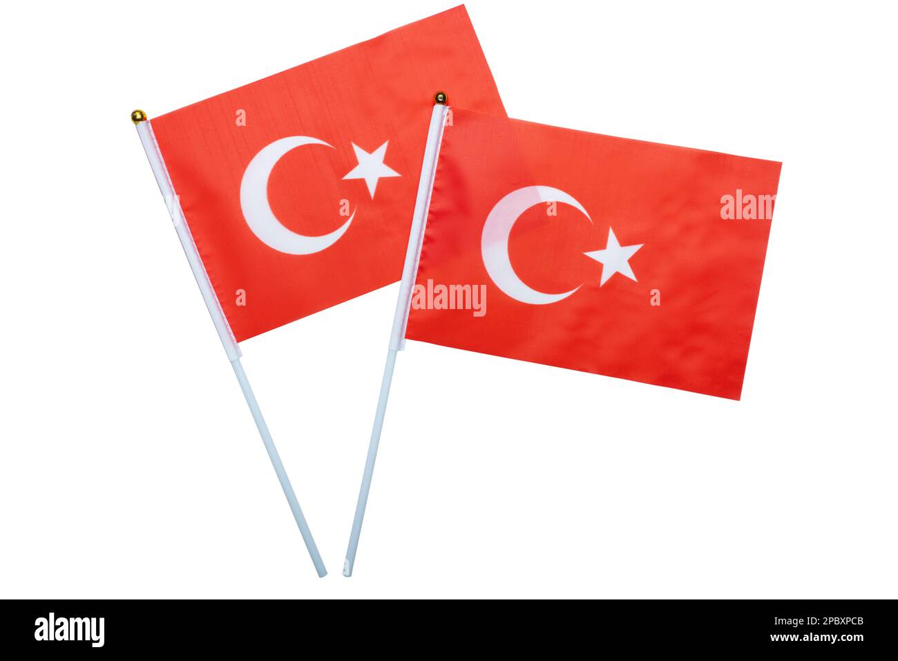 Turkish national flag isolated over white background Stock Photo - Alamy