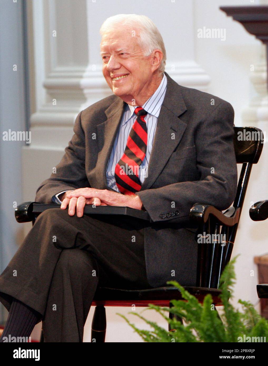 Former President Jimmy Carter smiles as he waits to speak at Emory ...
