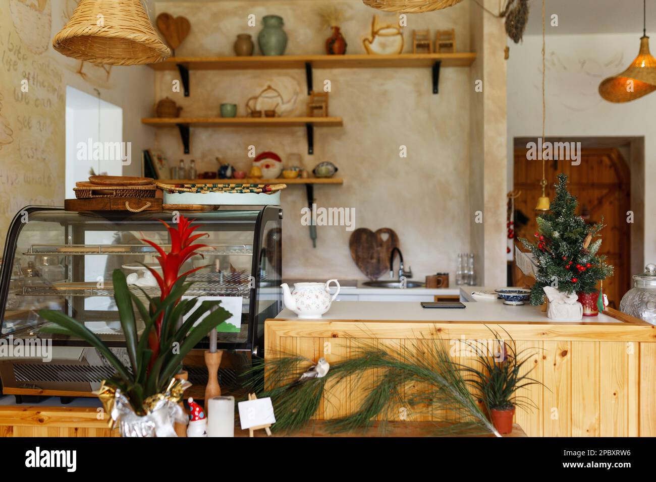 Scandinavian interior style,cozy cafe place, natural light from window ...