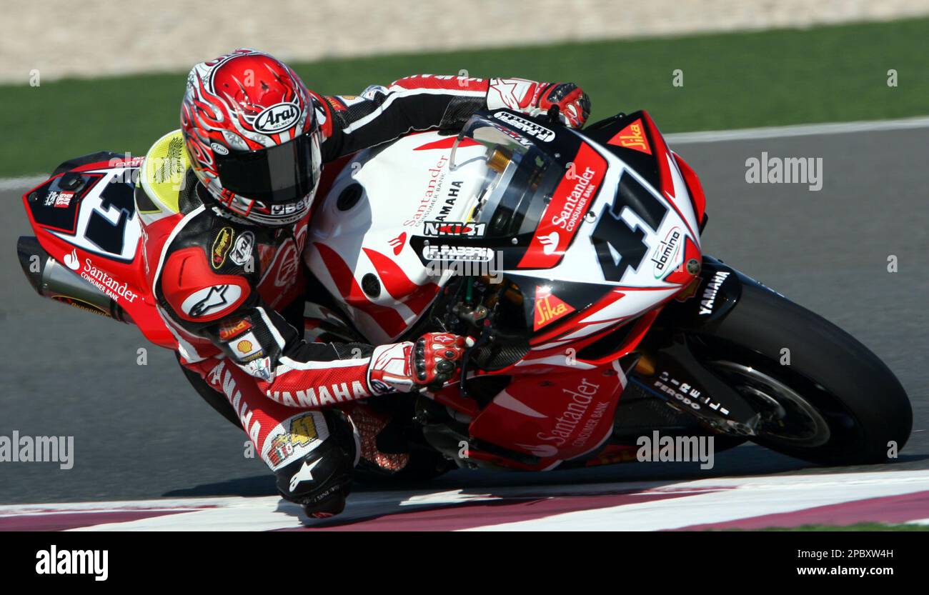 Japanese rider Noriyuki Haga steers his Yamaha motorcycle during the ...