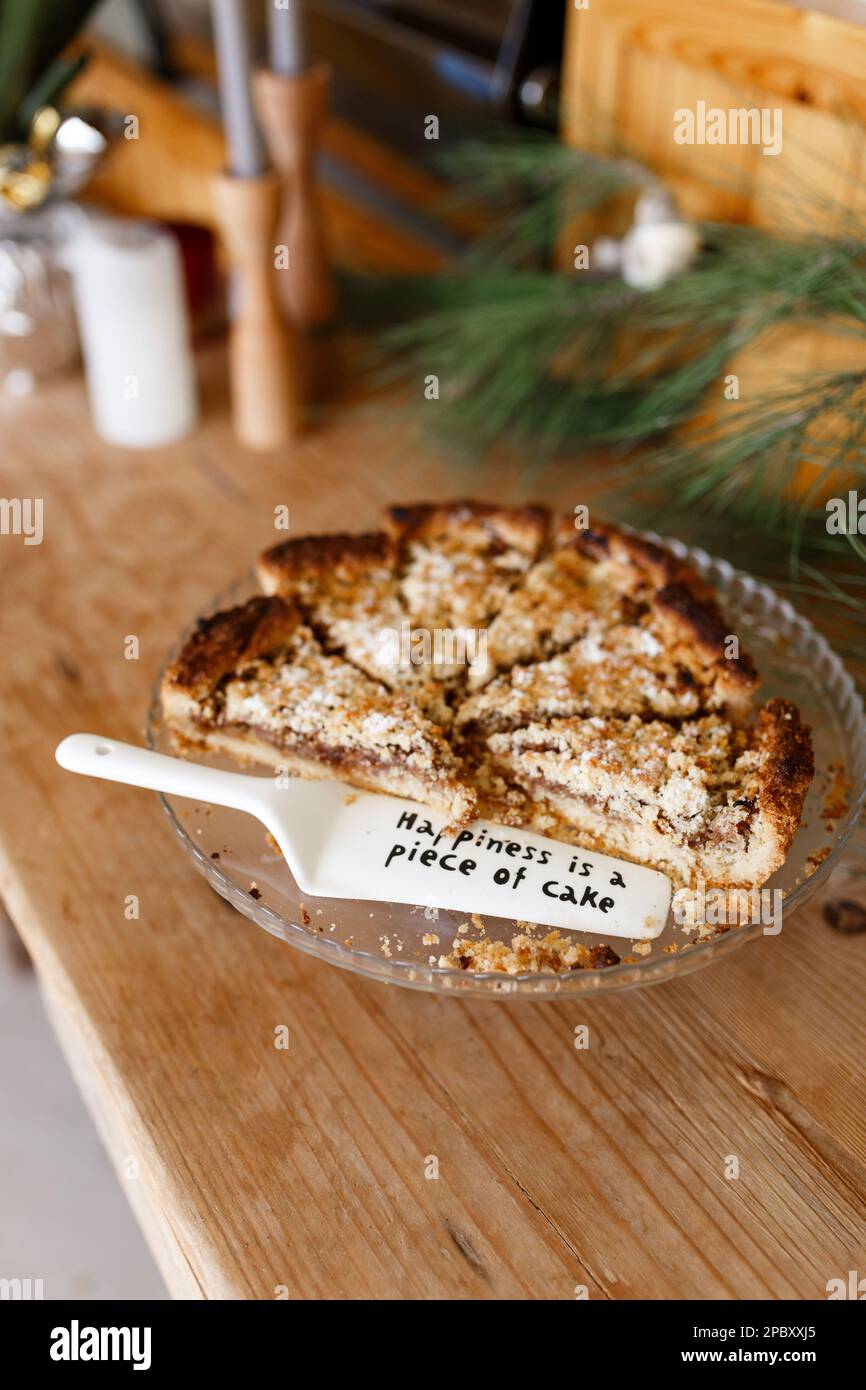 Sweet homemade pie with words of encouragement : Happieness is a piece ...