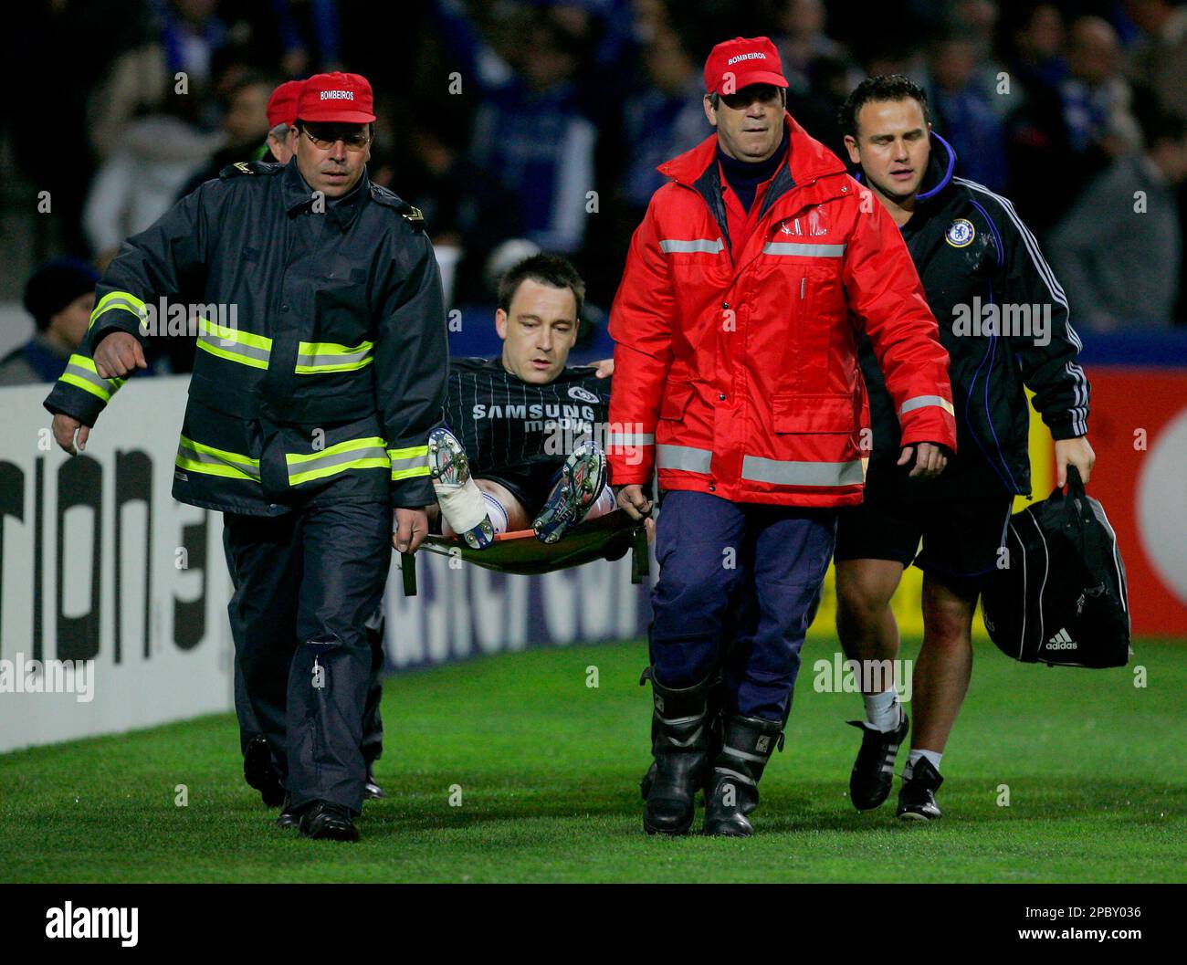 Chelsea's captain John Terry is stretchered off with an injury during ...