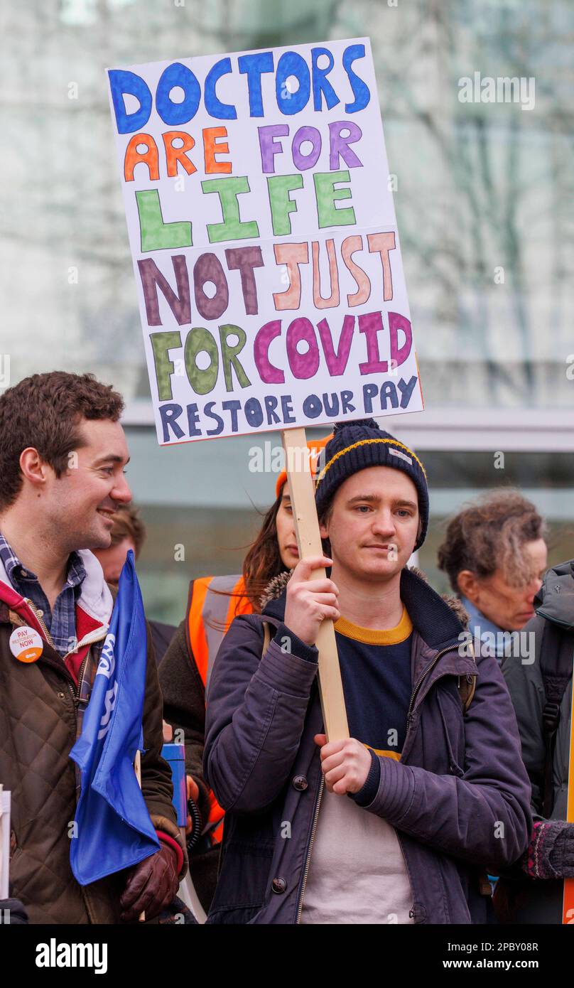London, UK. 13th Mar, 2023. Junior doctors begin 72 hours of strike action. Junior doctors ...