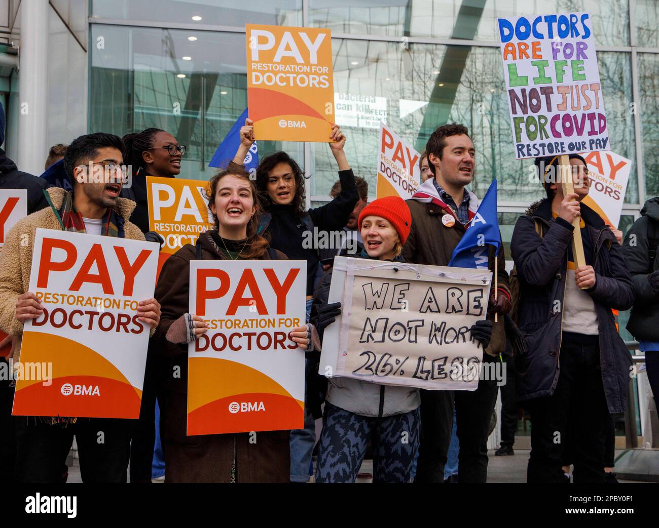 London, UK. 13th Mar, 2023. Junior doctors begin 72 hours of strike action. Junior doctors ...