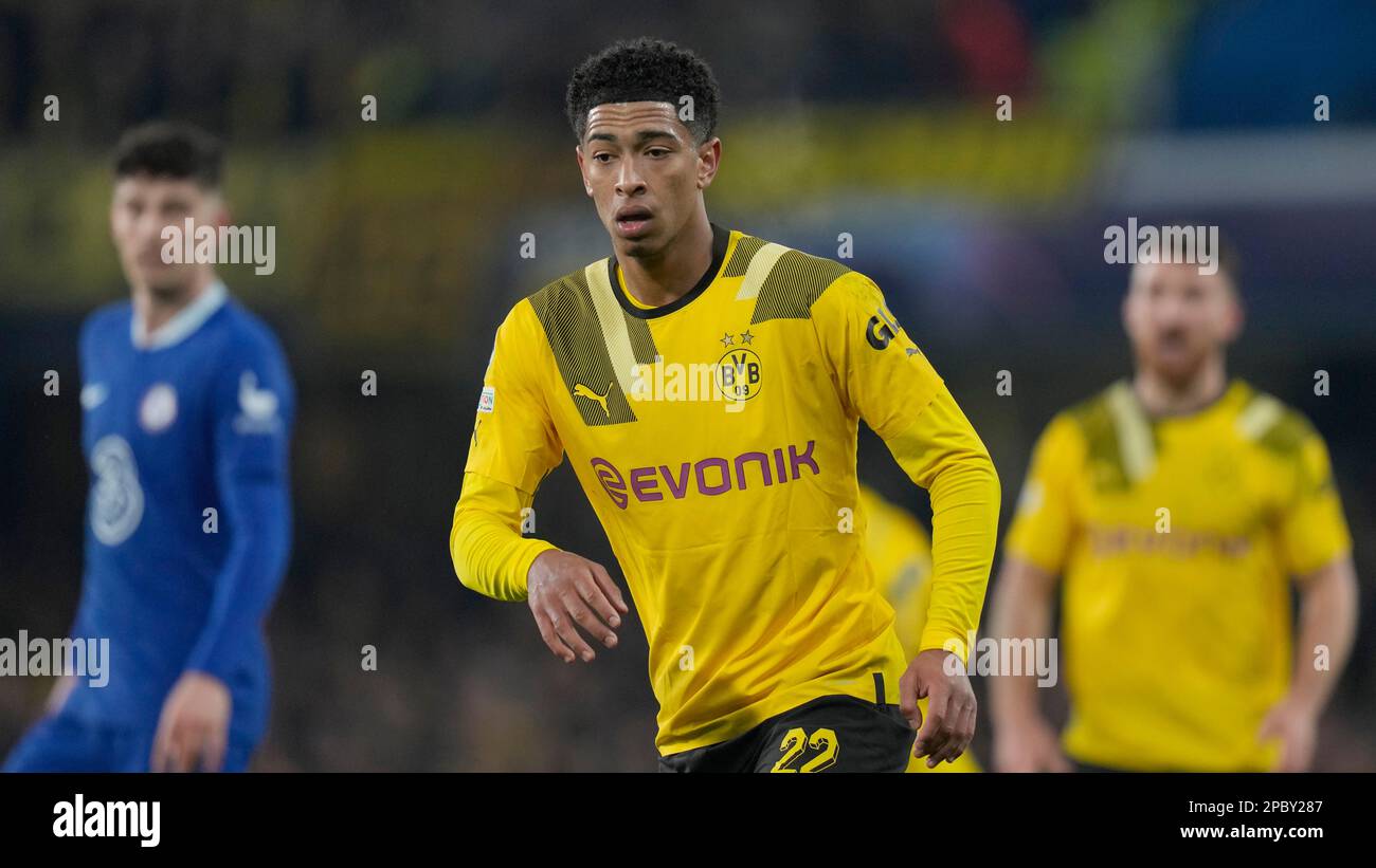 Dortmund's Jude Bellingham in action during the Champions League round ...