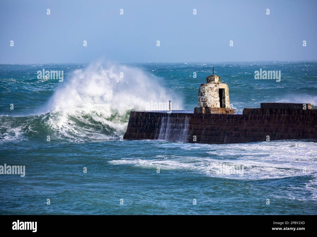 Portreath,Cornwall,13th March 2023,Large waves and stormy seas in ...