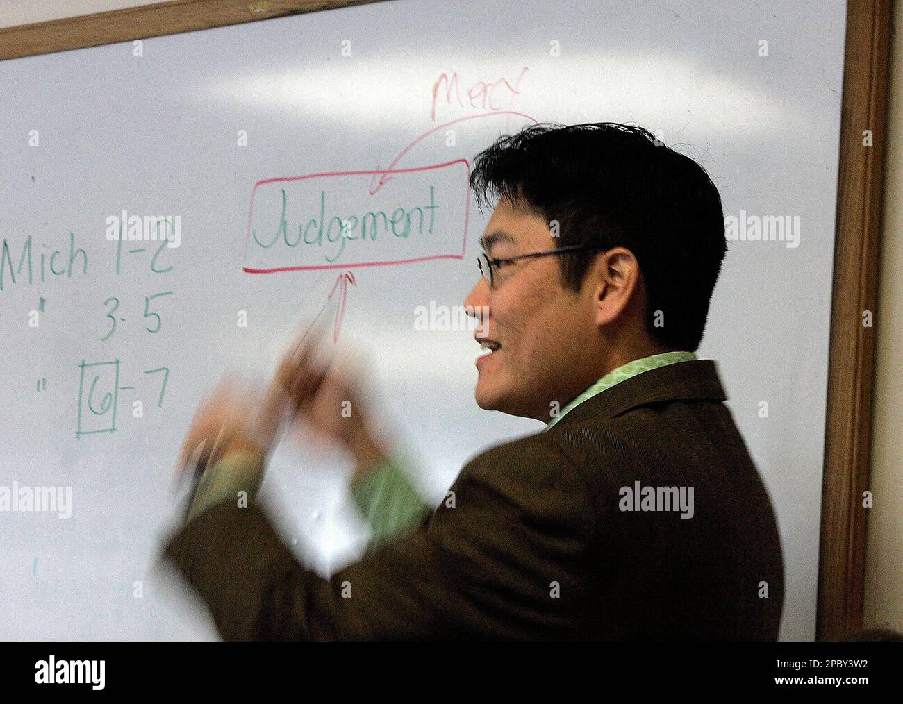 David Ting, a lay leader at Grace Chapel, speaks during a class on the ...