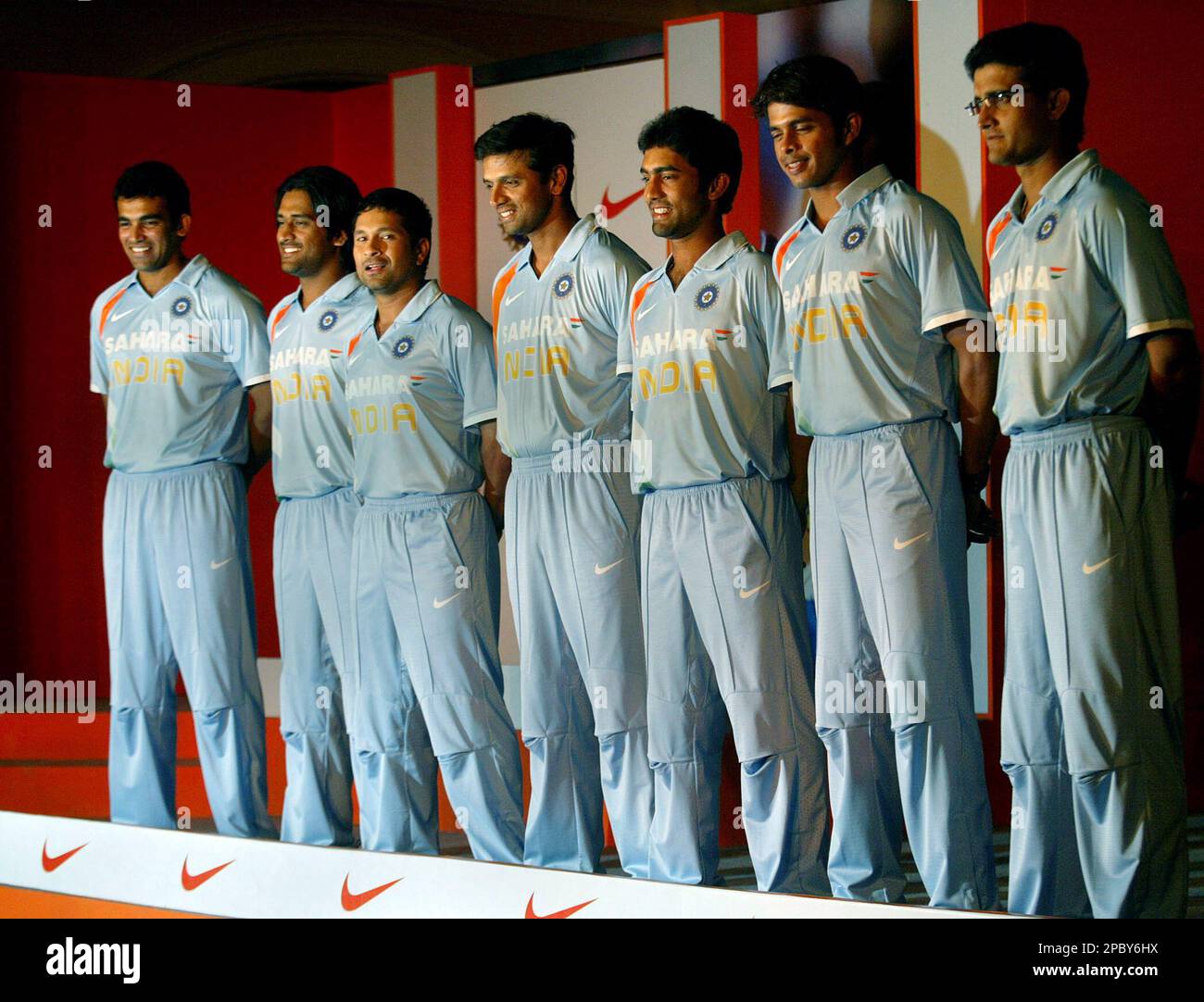Members of the Indian team for the 2007 ICC World Cup, from left ...