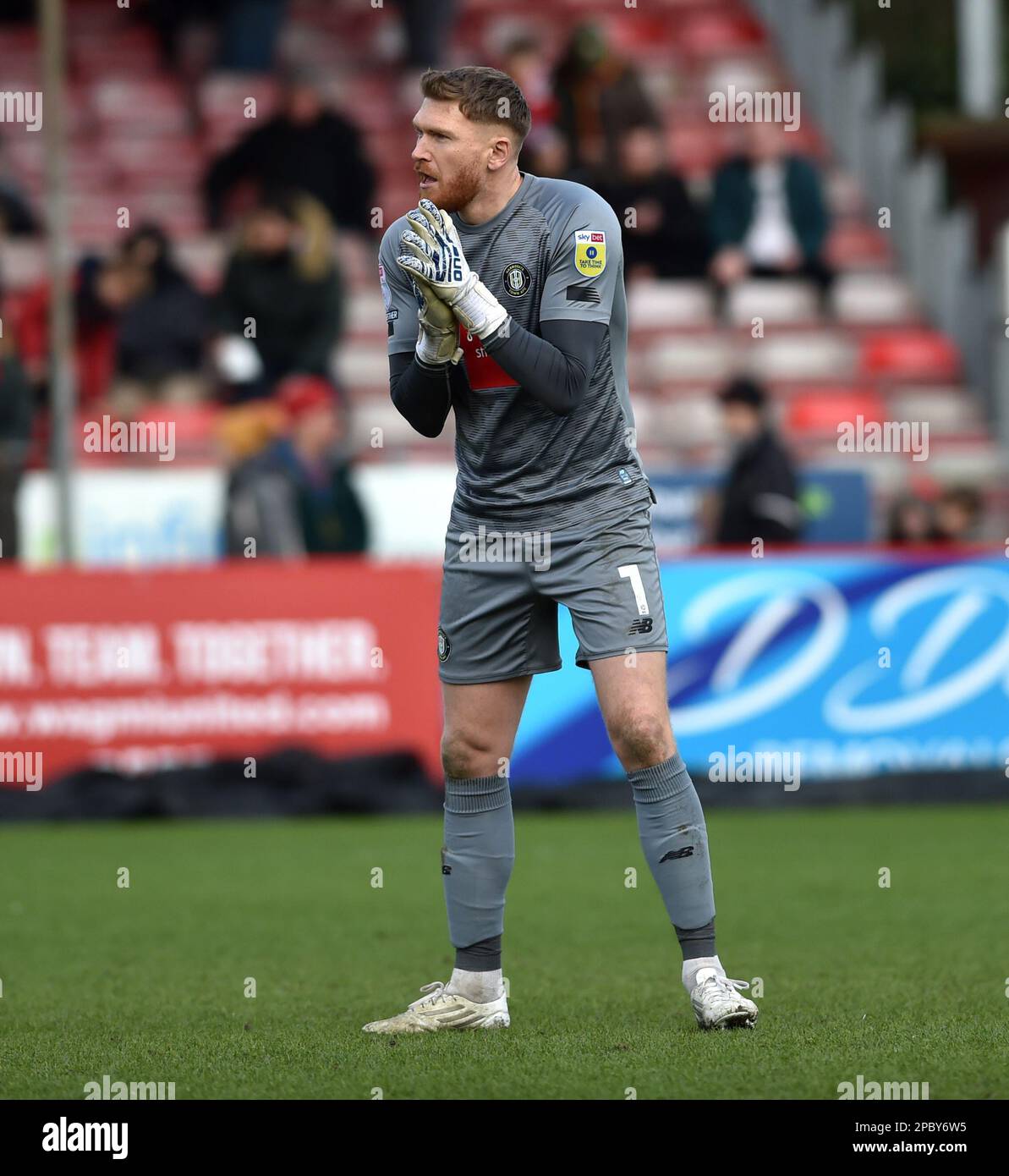 Mark Oxley of Harrogate during the EFL League Two match between Crawley ...