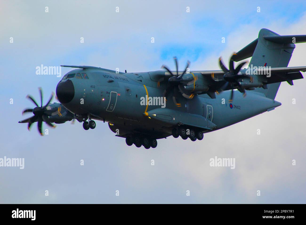 Low flying a400 atlas military transport aircraft Stock Photo - Alamy