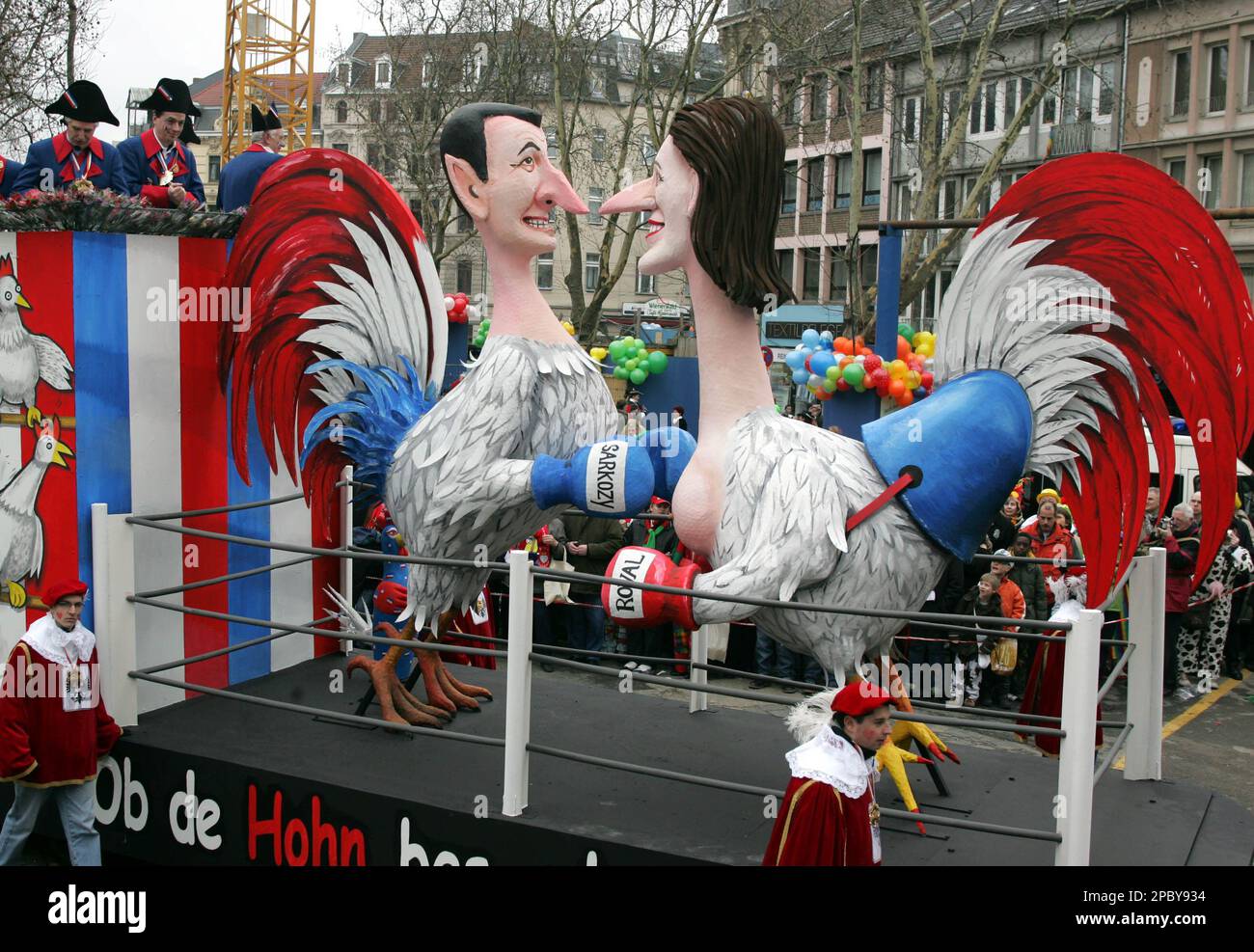 A float depicting French presidency candidates Segolene Royal, right ...