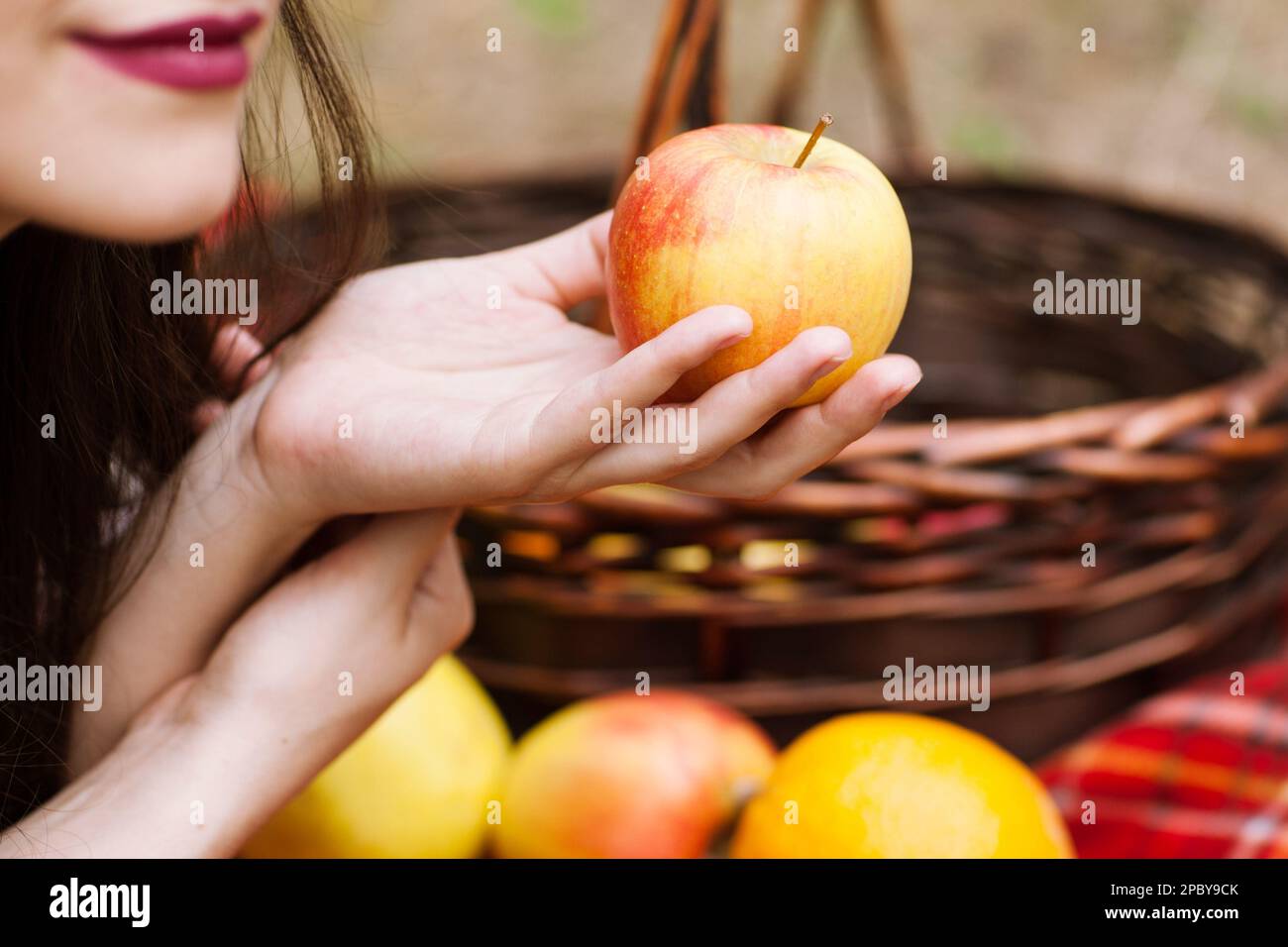 Healthy lifestyle fruits picnic nature concept Stock Photo - Alamy