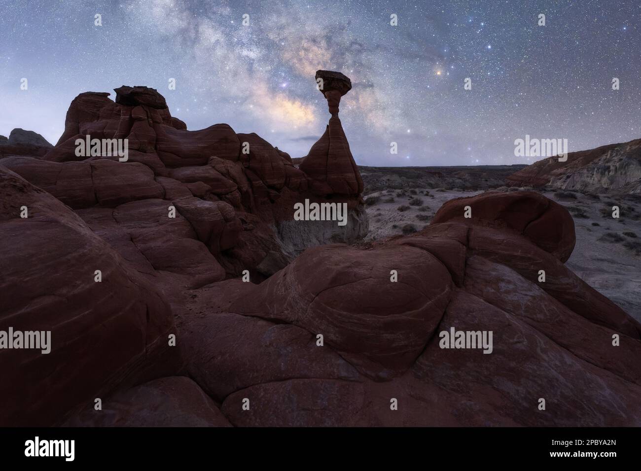 Spectacular scenery of rough rocky formations with uneven surface and ...