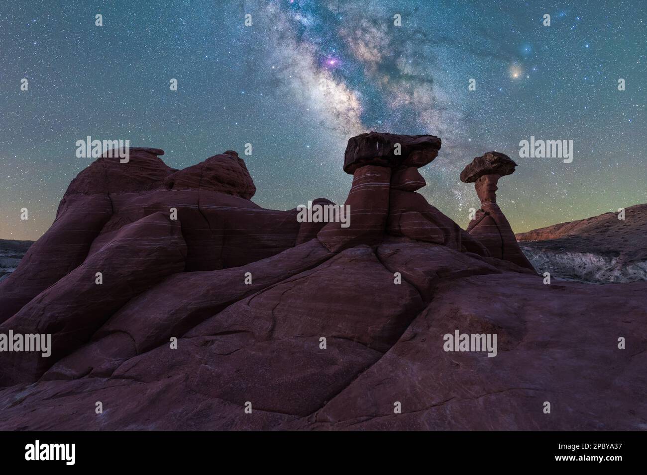 Spectacular scenery of rough rocky formations with uneven surface and ...