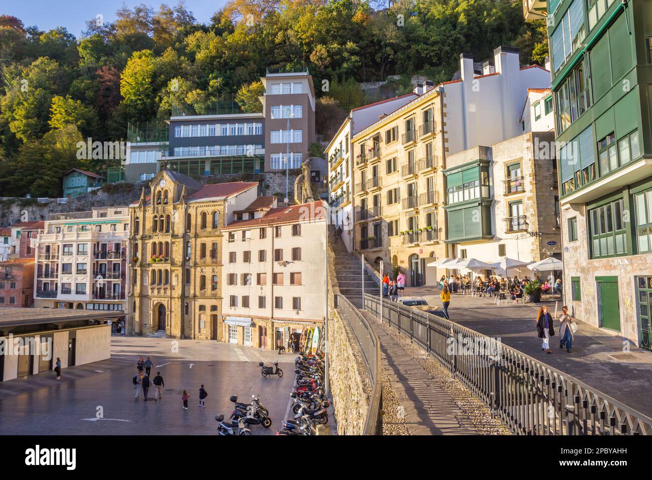 Old houses on the waterfront of San Sebastian, Spain Stock Photo - Alamy