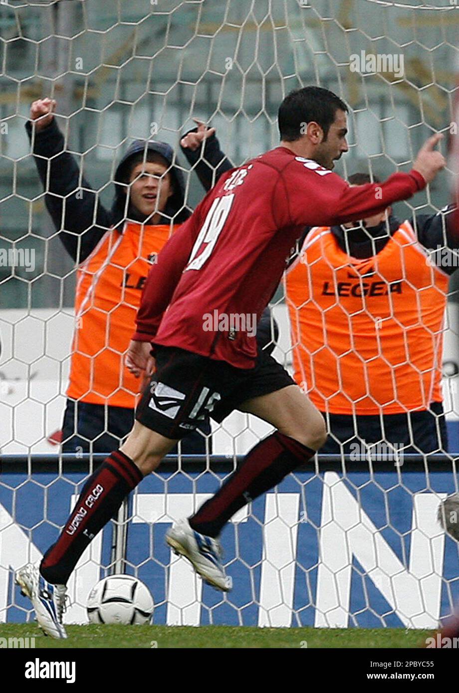 Livorno's Stefano Fiore celebrates after scoring against Messina during ...