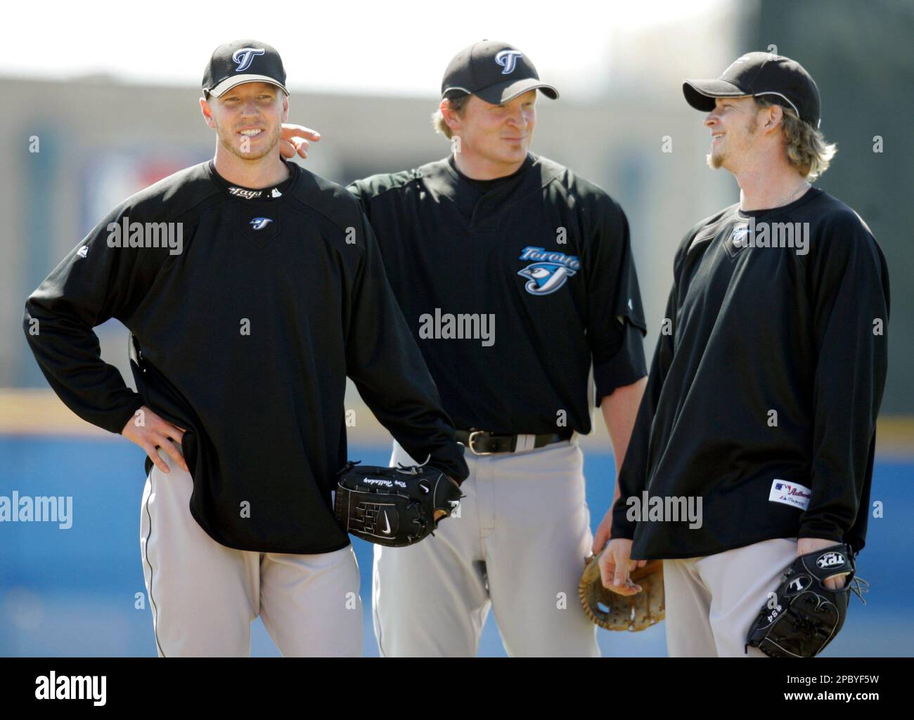 Toronto Blue Jays pitchers from left, Roy Halladay, B.J. Ryan and A.J ...