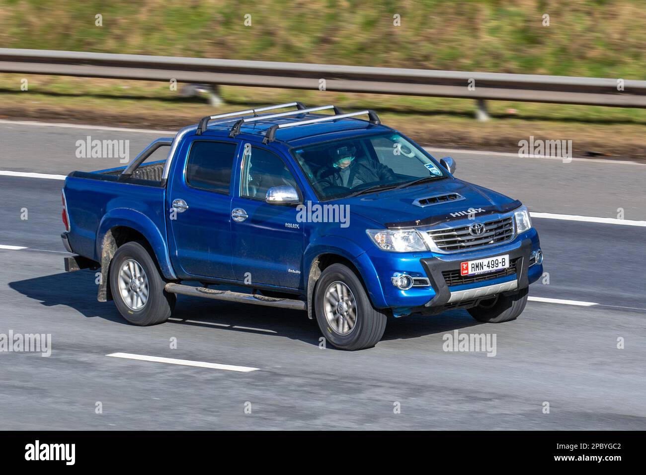 2015 Blue TOYOTA HILUX INVINCIBLE X D-4D 4X4 DCB AUTO; travelling on ...