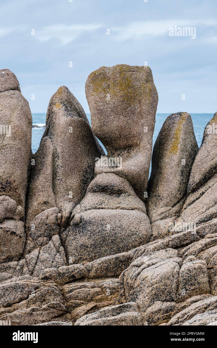 A rock resembling a grotesque human face on the island of Bryher, Isles ...
