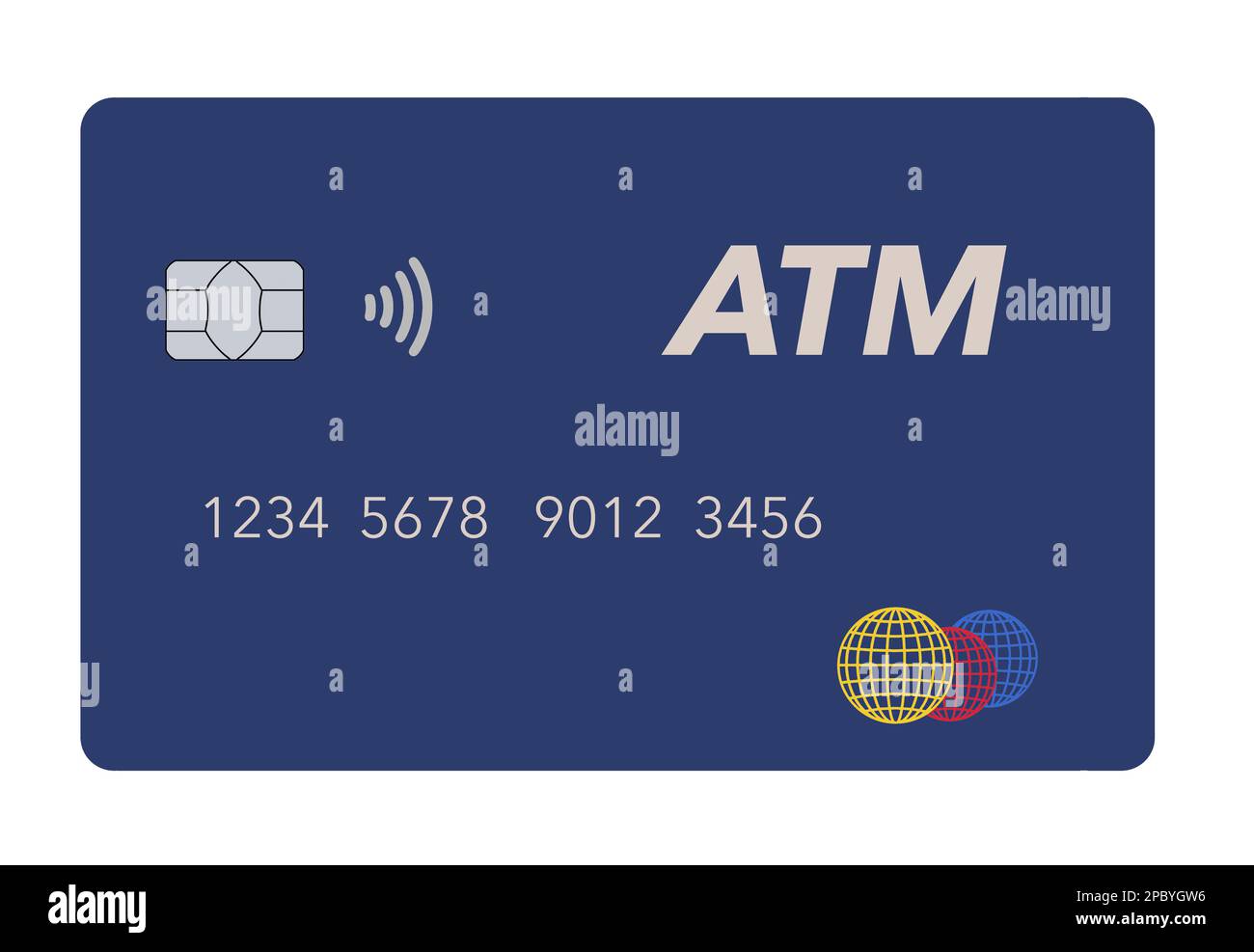 Here is a generic bank credit card or debit card with ATM printed large ...