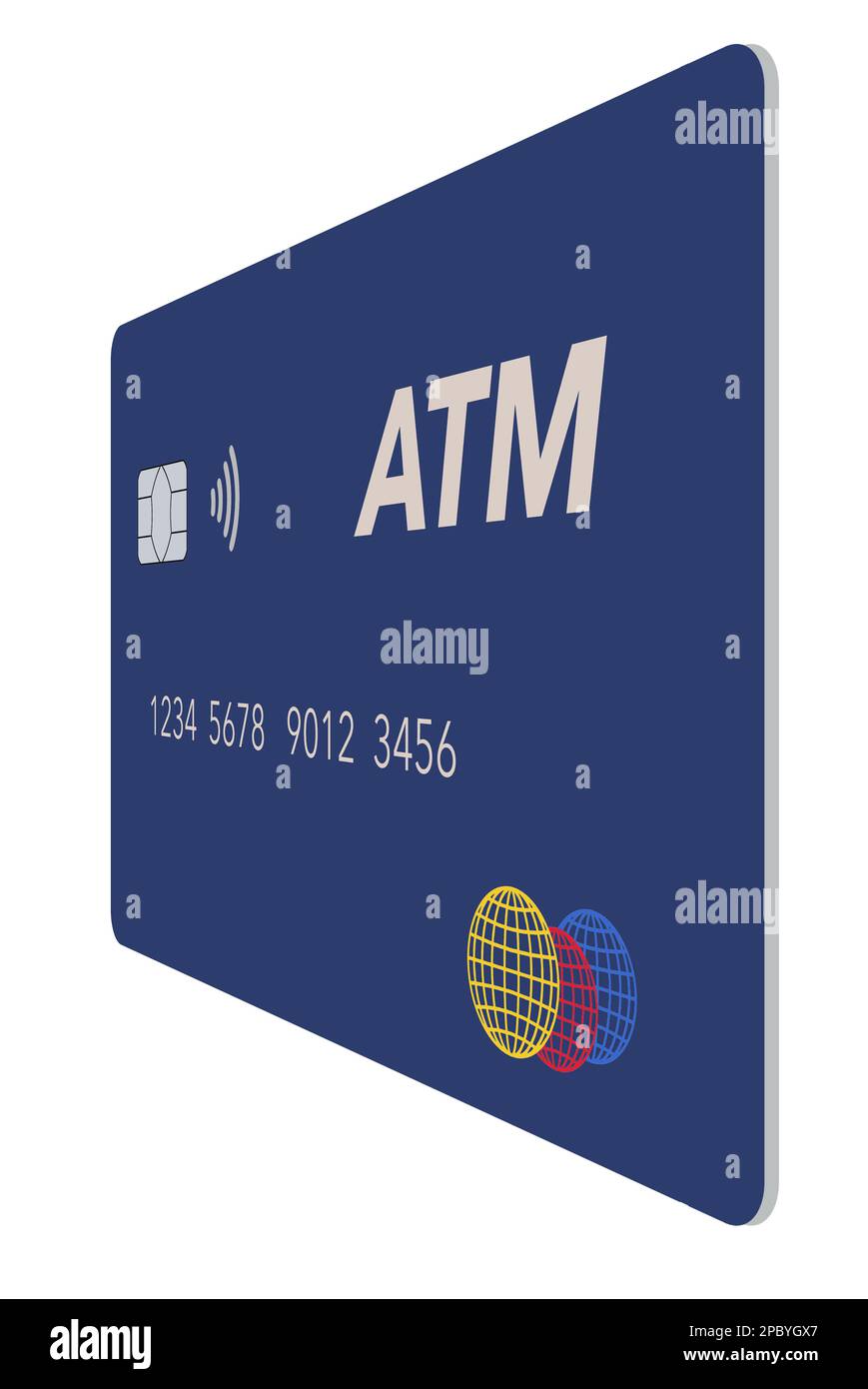 Here is a generic bank credit card or debit card with ATM printed large ...
