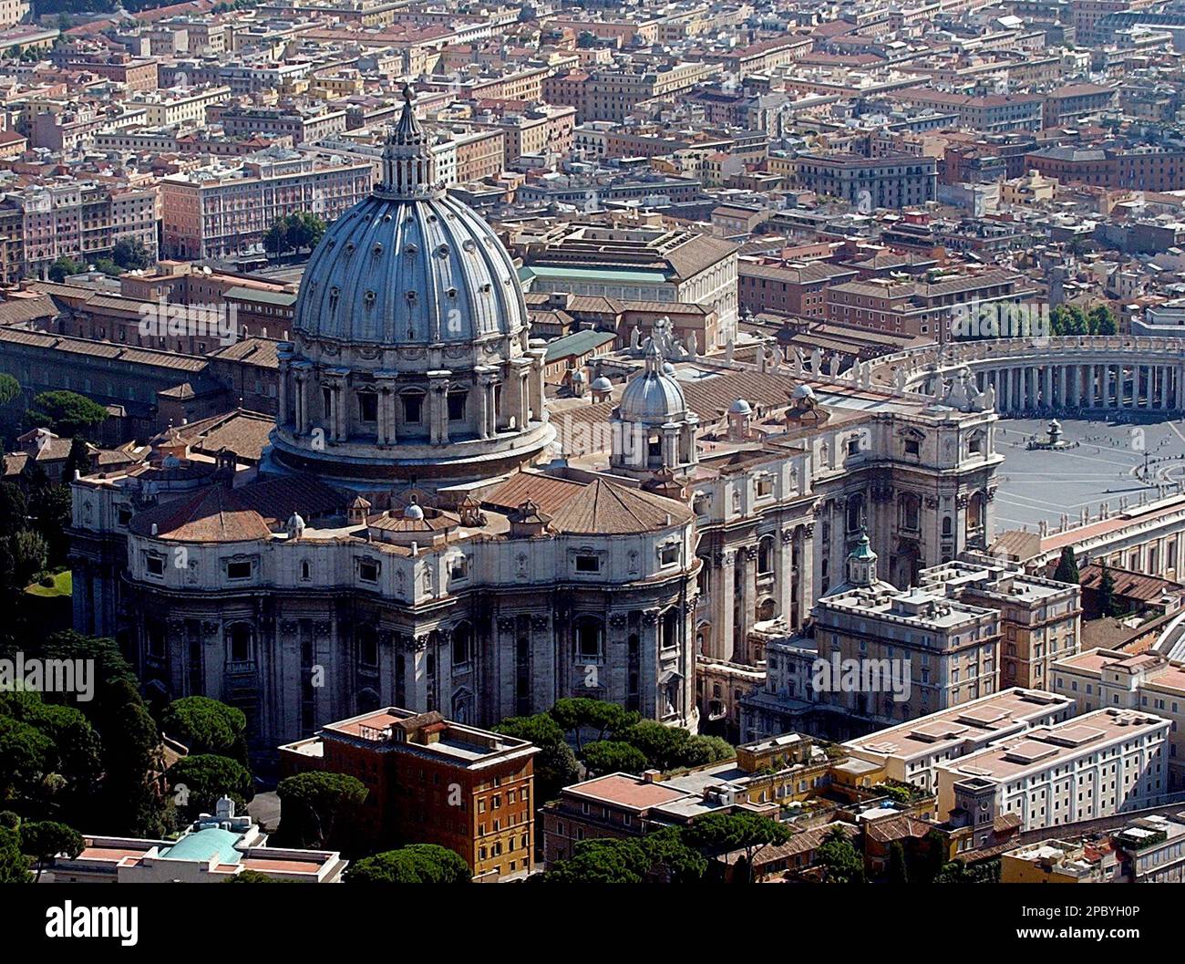 An aerial view of St .Peter's Basilica in this Aug. 14, 2004 photo. A ...