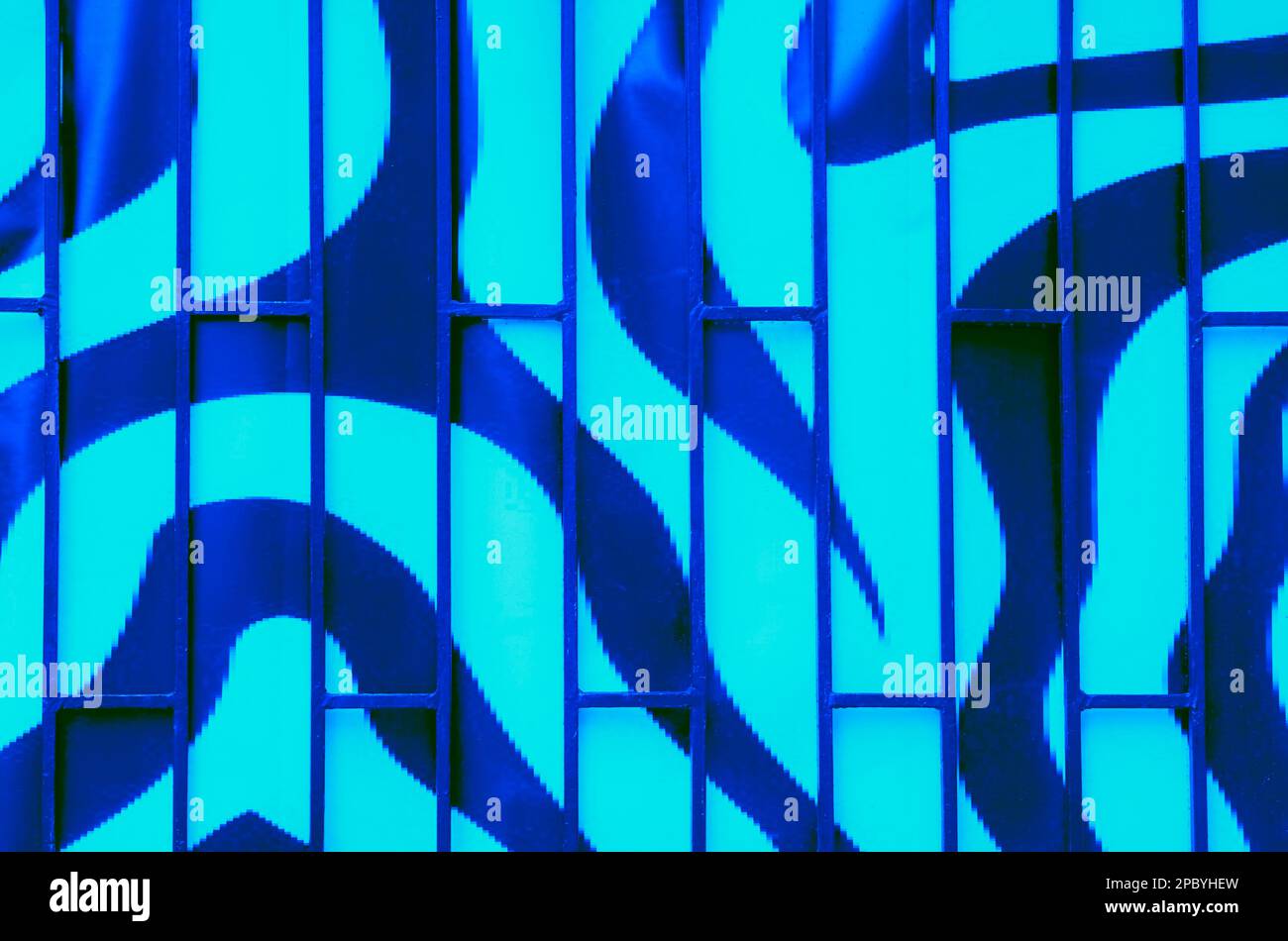Abstract blue azure background fence with metal slats Stock Photo - Alamy