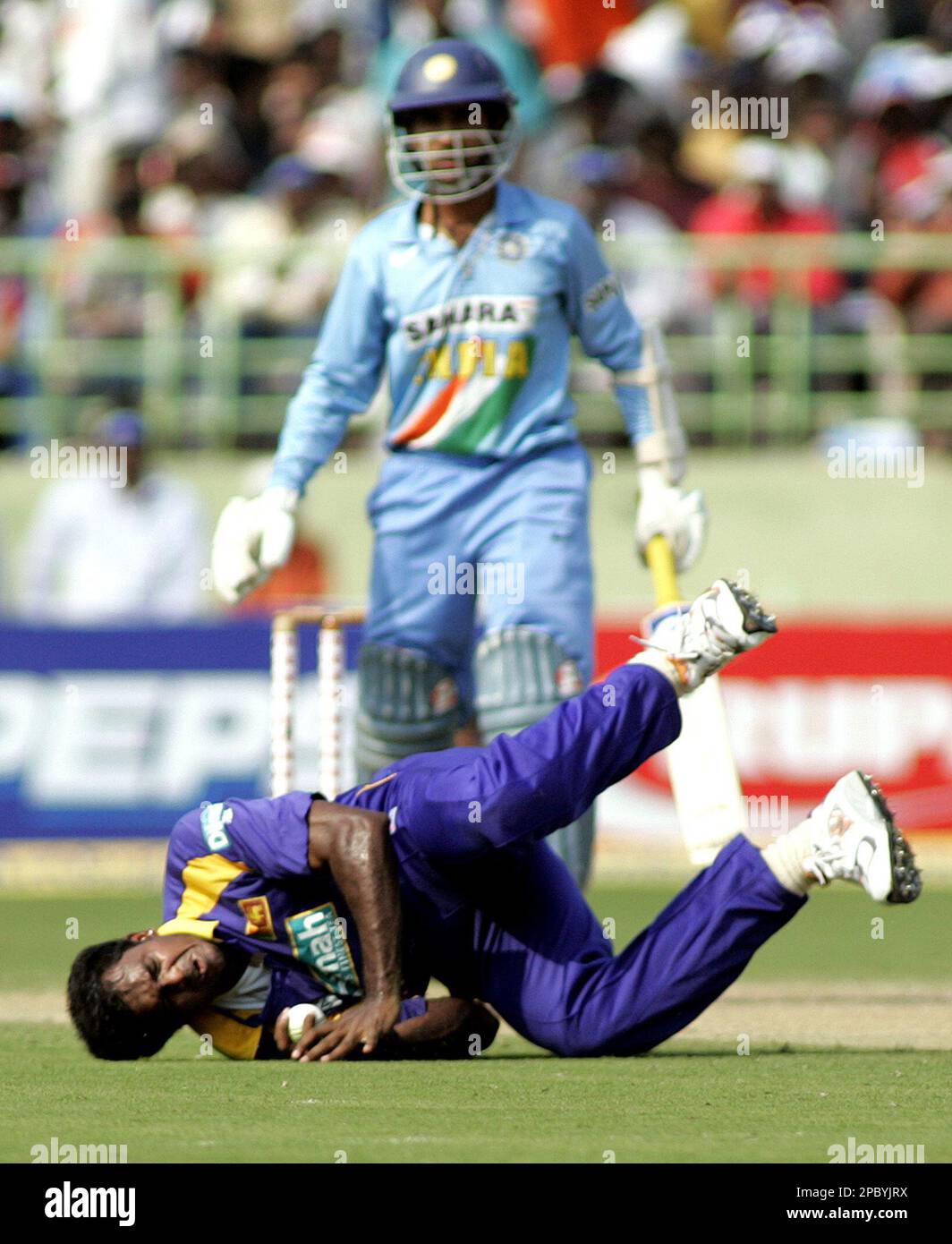 Sri Lankan cricketer Dilhara Fernando takes a successful catch for the ...