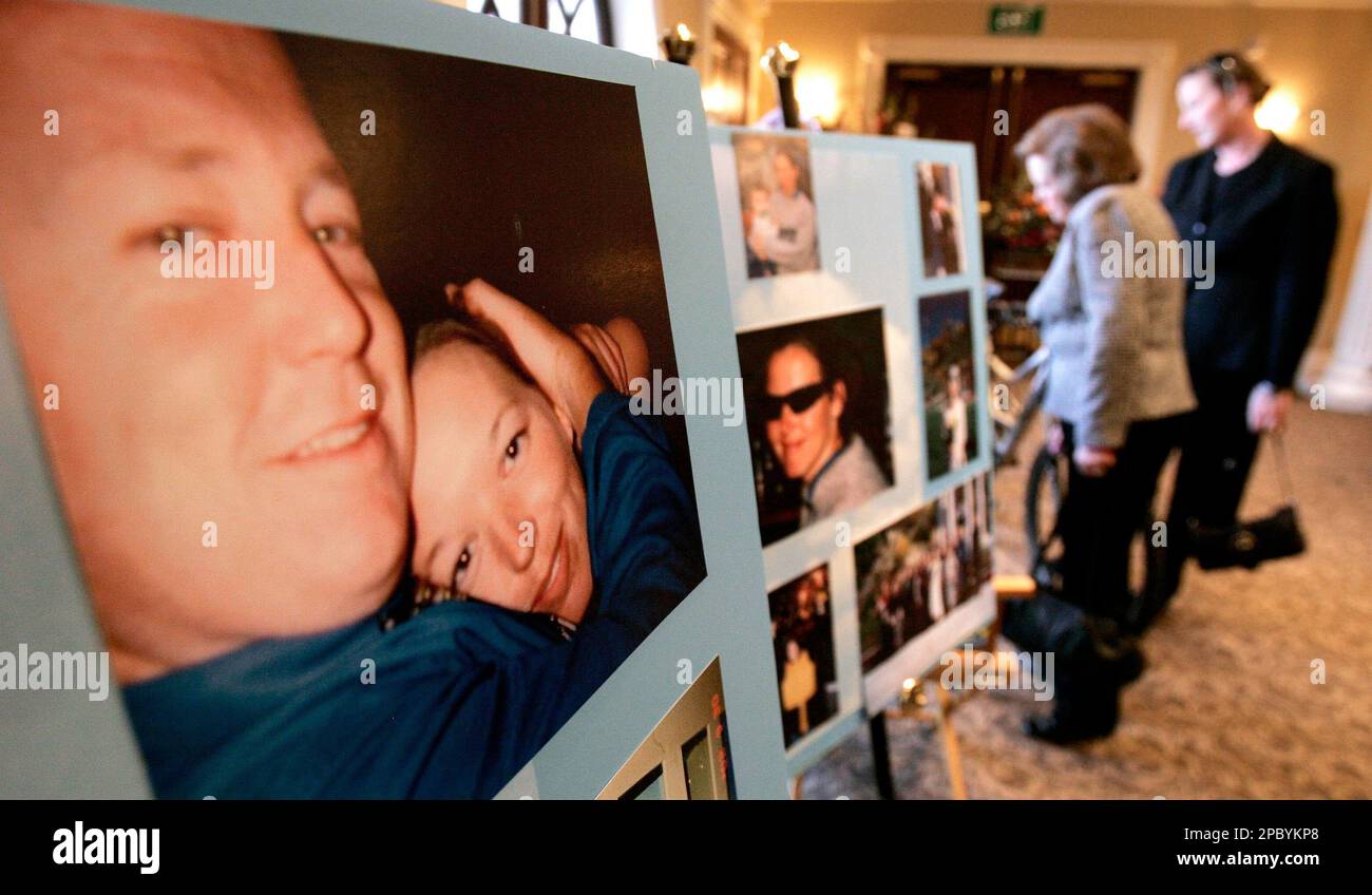 Mourners look at photographs and mementos of Vanessa Quinn, pictured ...