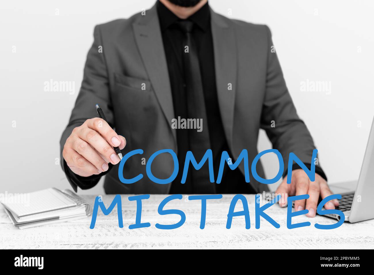 Hand writing sign Common Mistakes. Word Written on actions that are ...