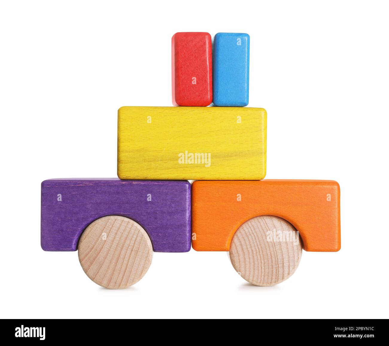 Car made of colorful wooden blocks on white background Stock Photo - Alamy