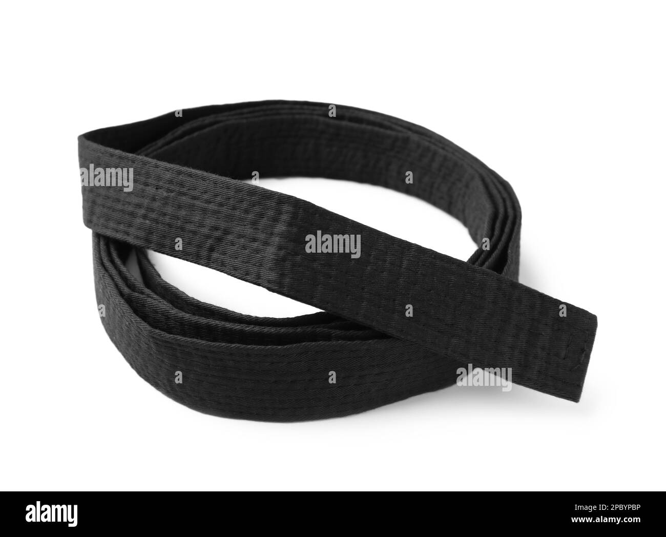 Rolled black belt on white background. Oriental martial arts Stock ...
