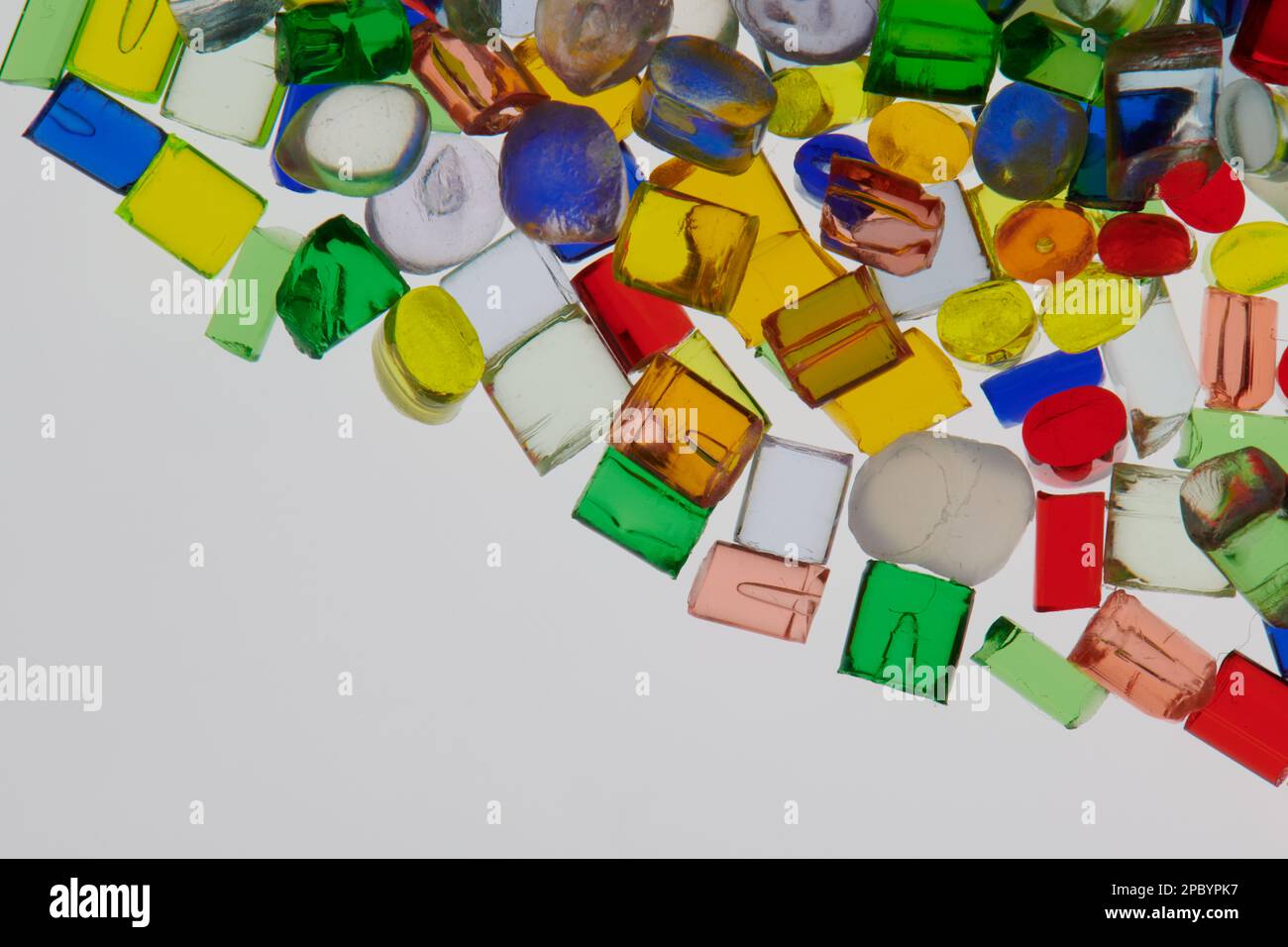 several different transparent colored plastic polymer resins Stock ...