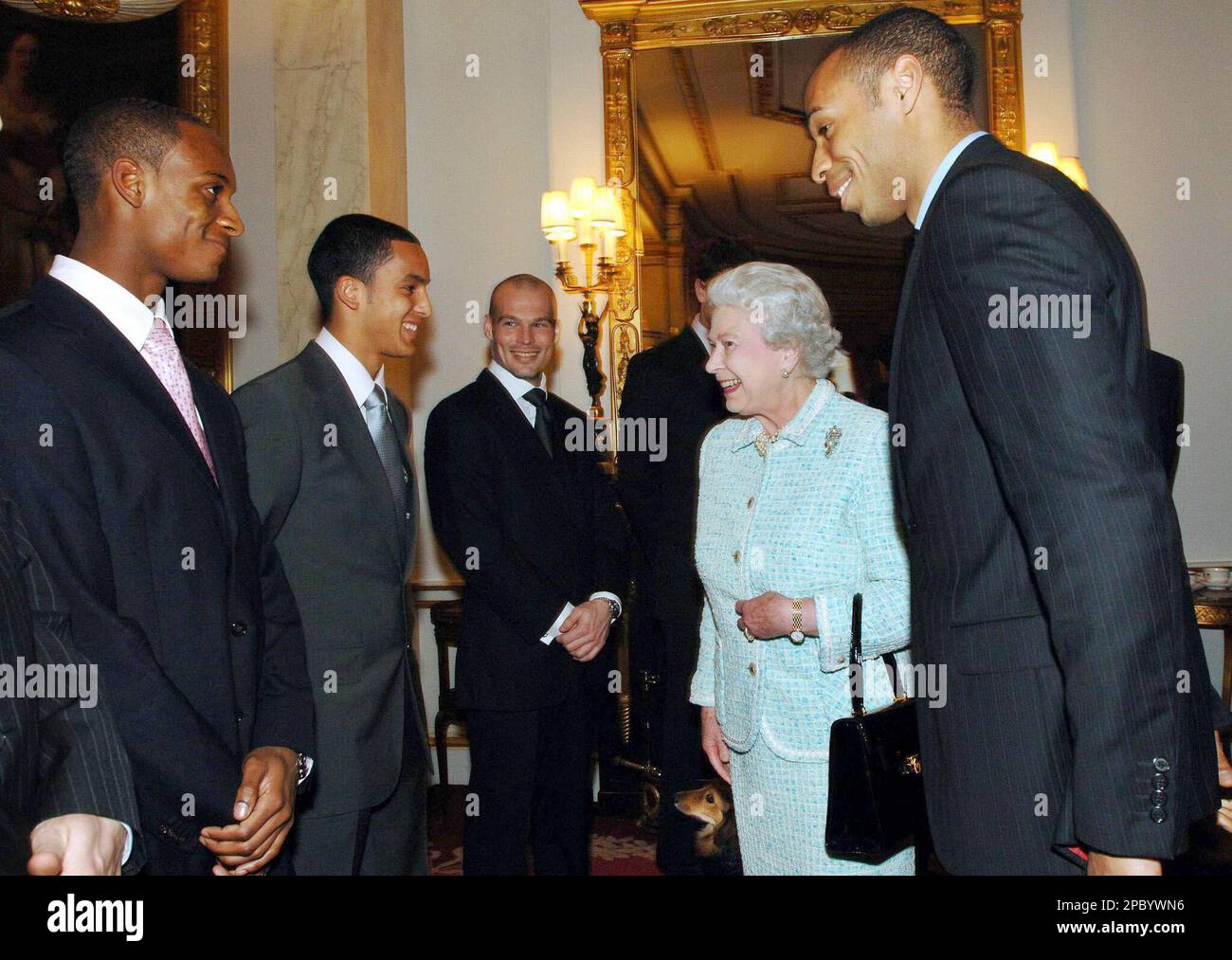 Britain's Queen Elizabeth II meets members of the English Premier ...