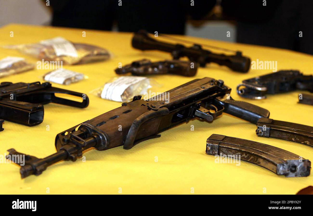 Some of the weapons found by police hidden in the countryside near ...