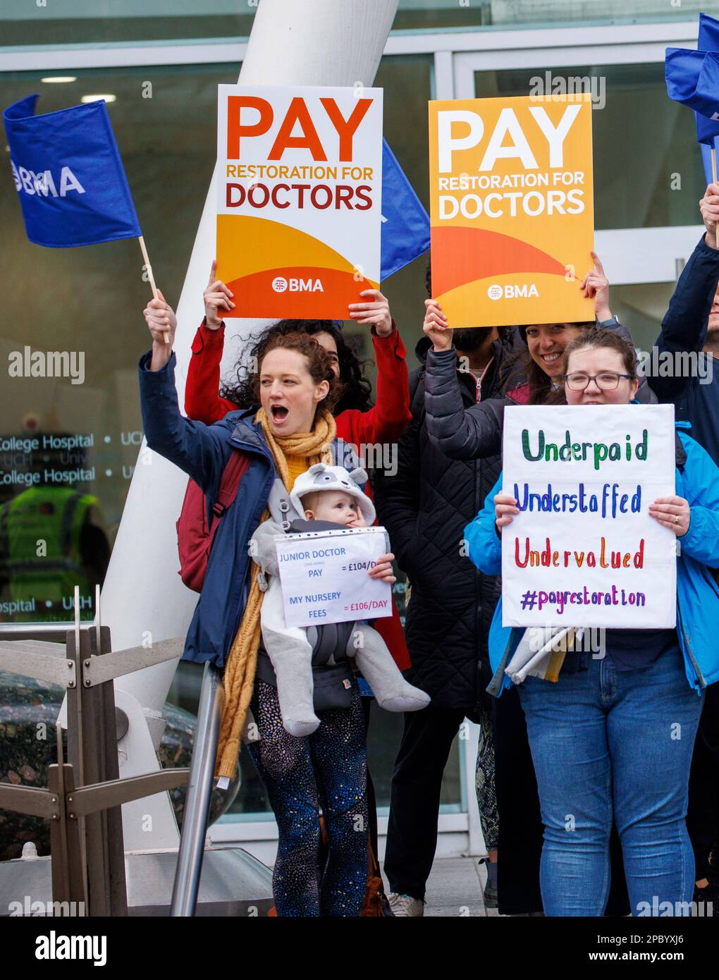 London, UK. 13th Mar, 2023. Junior doctors begin 72 hours of strike action. Junior doctors ...