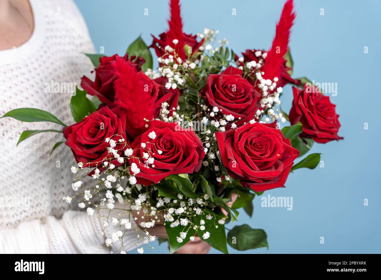 beautiful bouquet of fresh red roses. Congratulations on Mother's Day ...