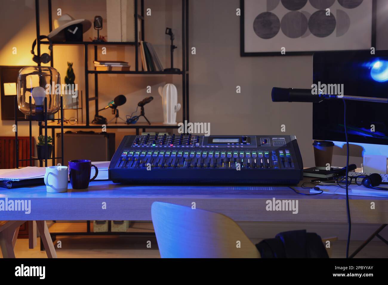 Professional audio equipment in modern radio studio Stock Photo - Alamy