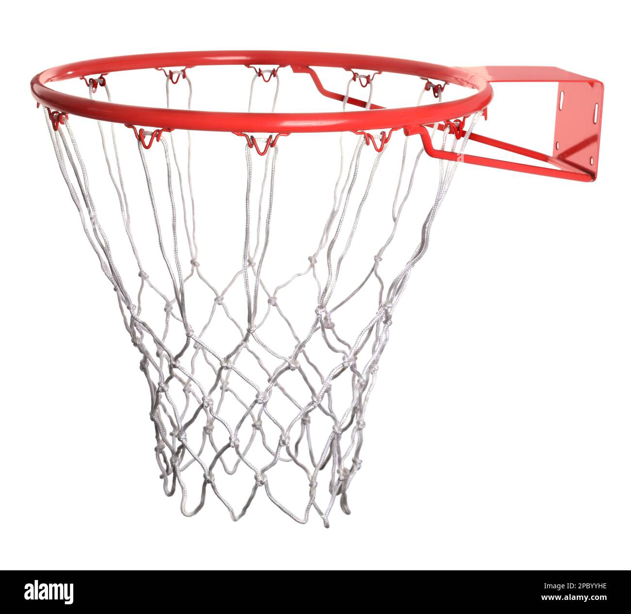 Modern red basketball hoop with net on white background Stock Photo - Alamy