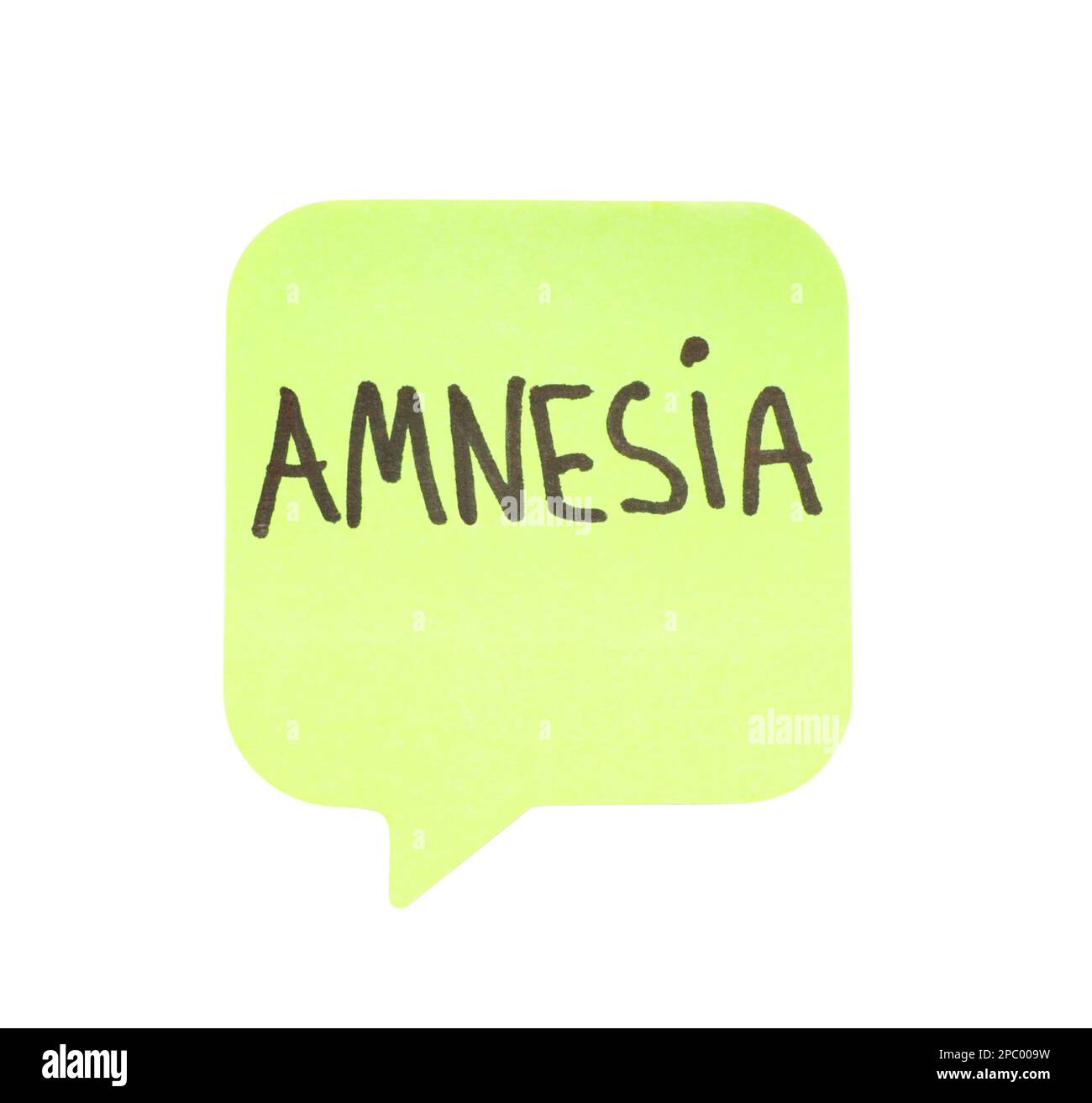 Green sticky note with word Amnesia on white background Stock Photo - Alamy