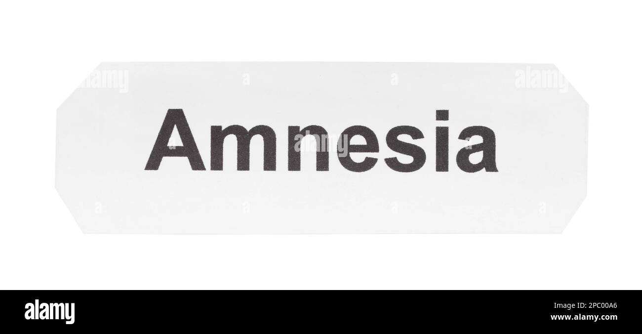 Sheet of paper with word Amnesia on white background, top view Stock ...