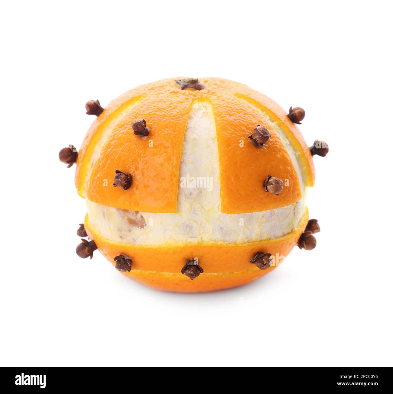 Pomander ball made of tangerine with cloves isolated on white Stock ...