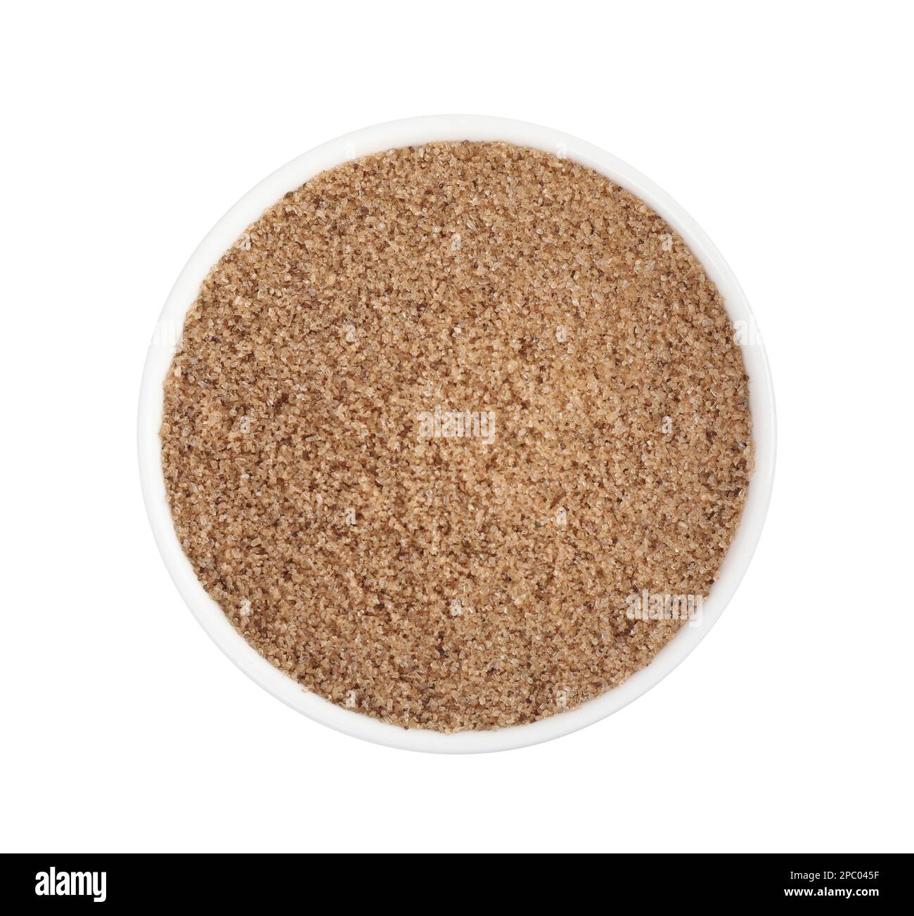 Brown salt in bowl isolated on white, top view Stock Photo - Alamy
