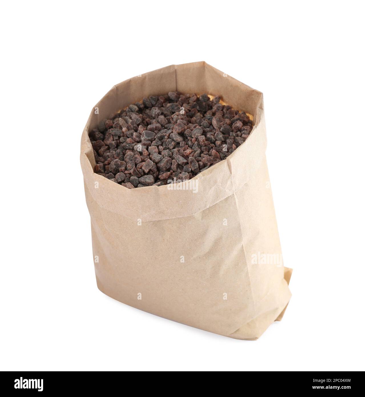 Black salt in paper bag isolated on white Stock Photo - Alamy