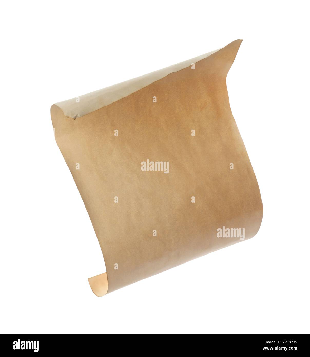 Sheet of old parchment paper isolated on white. Space for design Stock ...